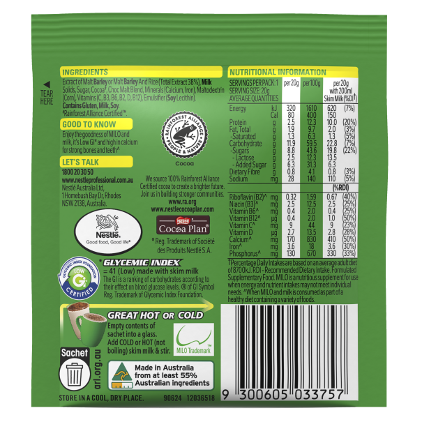 Bulk MILO 20g x 100 | Nestlé Professional Australia
