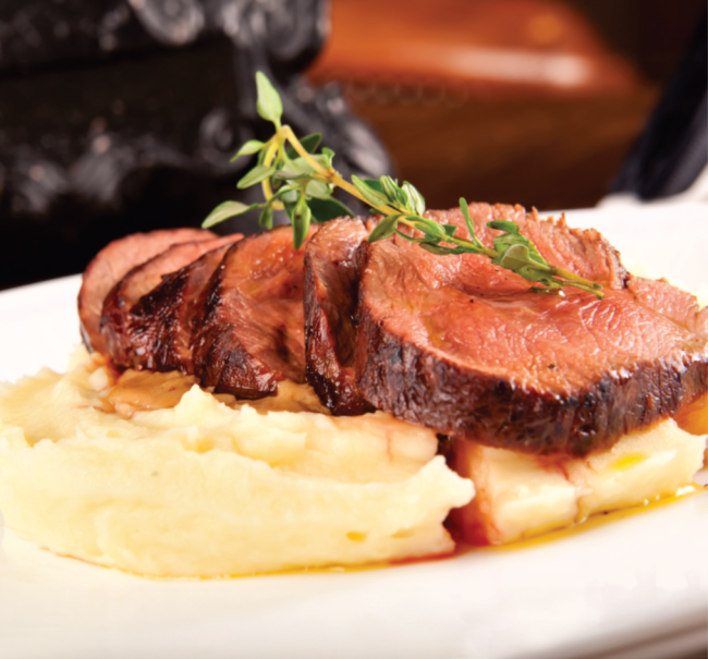 ROAST BEEF WITH SEEDED MUSTARD & CHIVE DEMI-GLAZE